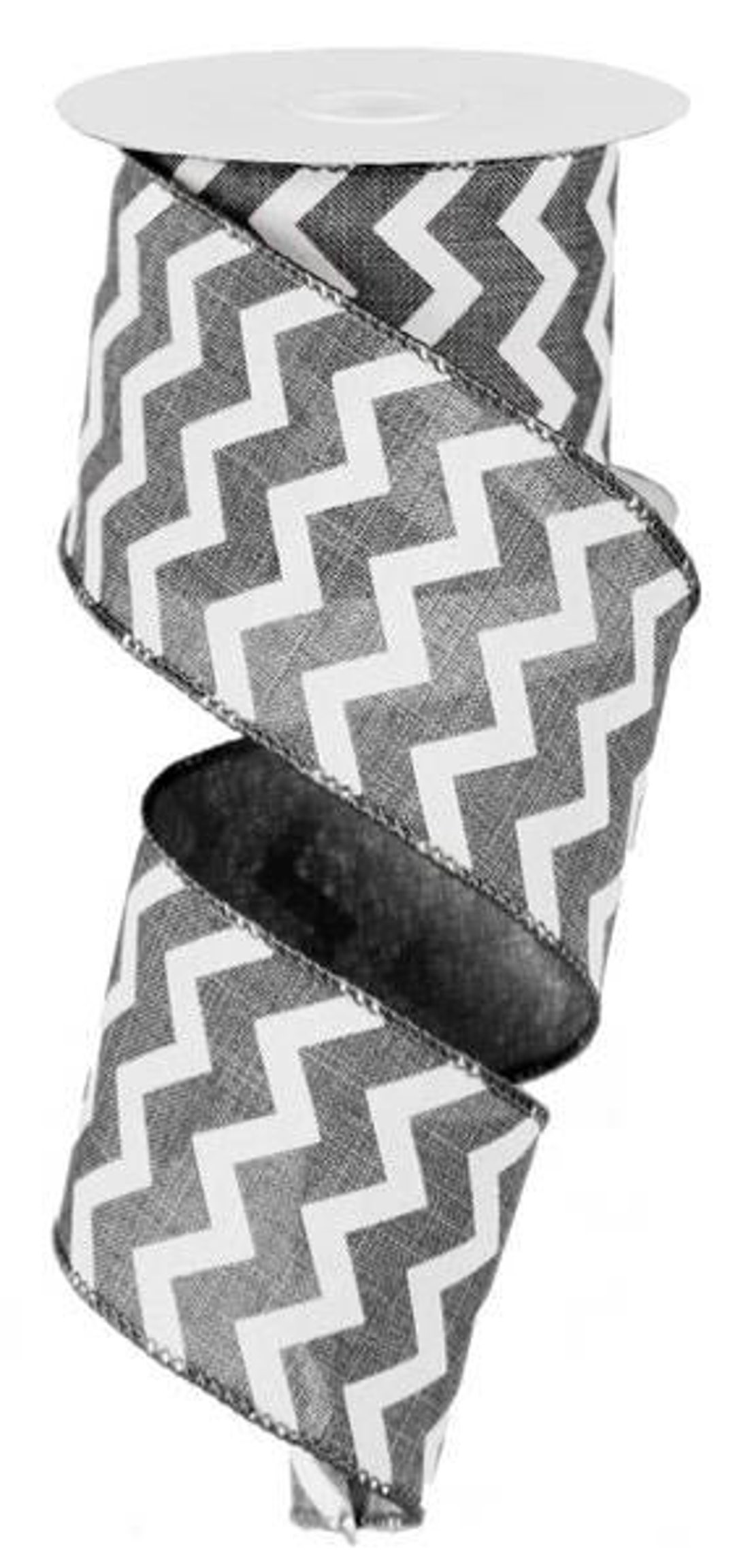 Grey & White Chevron Wired Ribbon, 2.5 Inches X 10 Yards, Anniversary ...