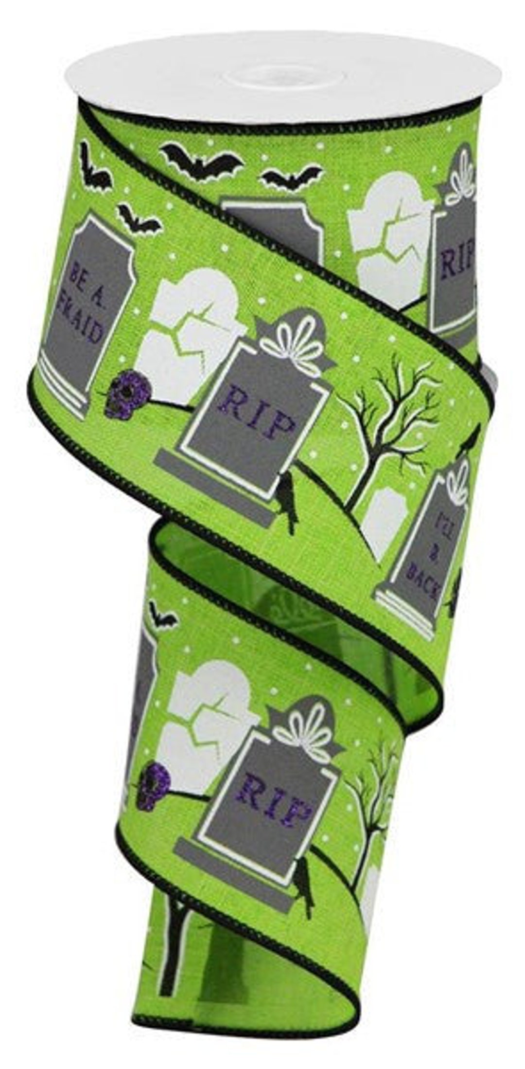 Halloween Wired Ribbon, Graveyard Ribbon, Halloween Craft Supplies ...