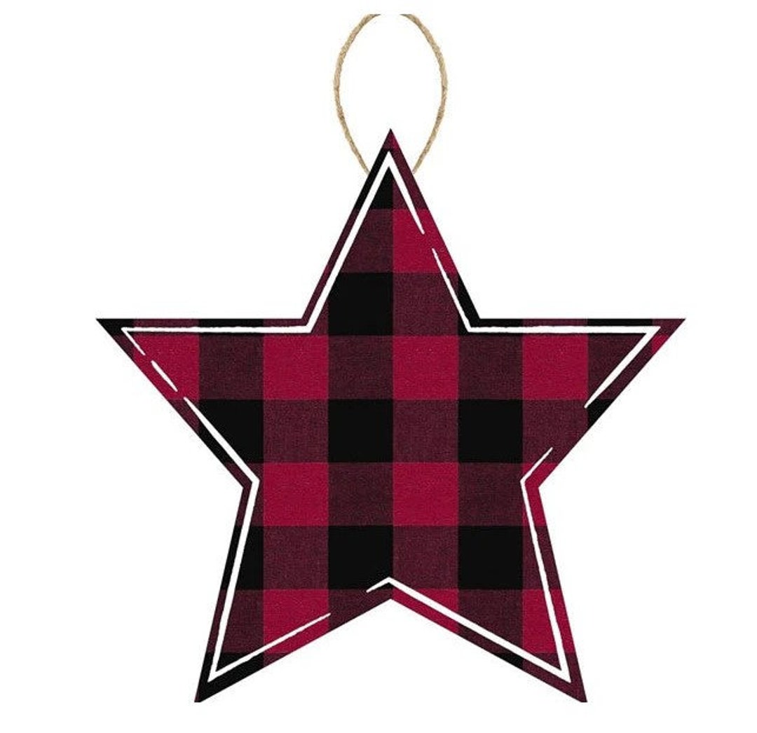 Red and Black Buffalo Plaid Star Door Wreath Sign, Wreath Centerpiece ...