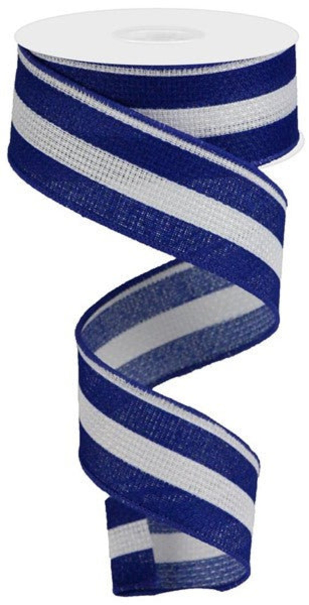 Blue & White Stripe Ribbon, Wreath Making Wired Ribbon, Wildcat Ribbons ...