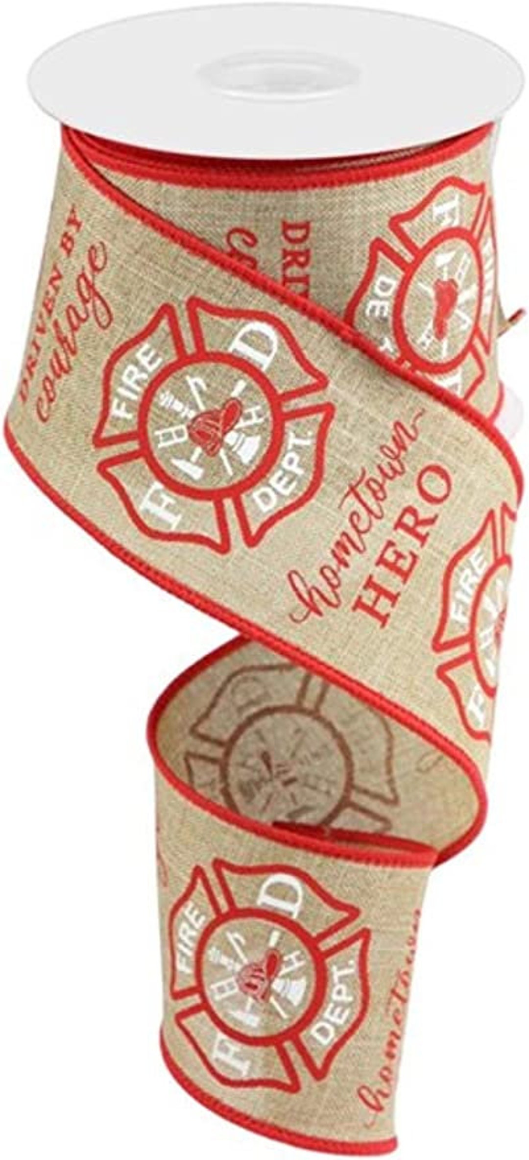 2.5 Firefighter Badge Ribbon: Light Beige 10 Yards Fireman Badge ...
