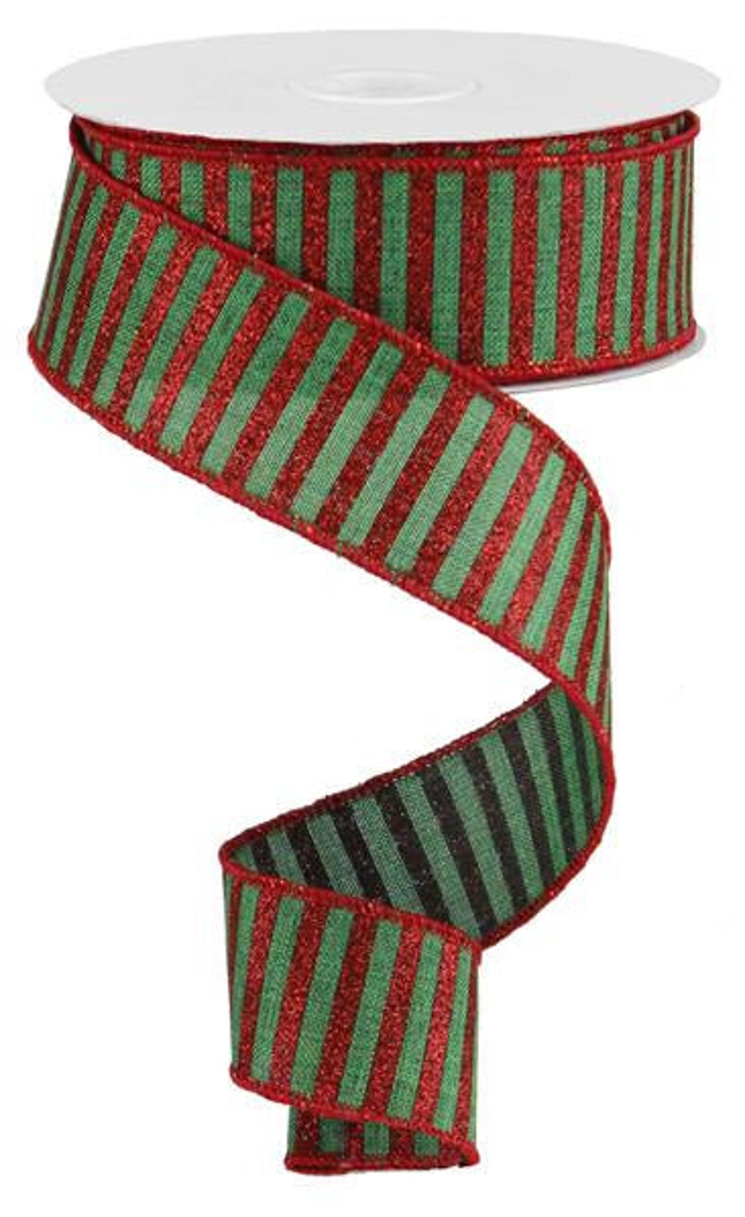 Decorate for Christmas With This Festive Red/green Striped Wired Ribbon ...