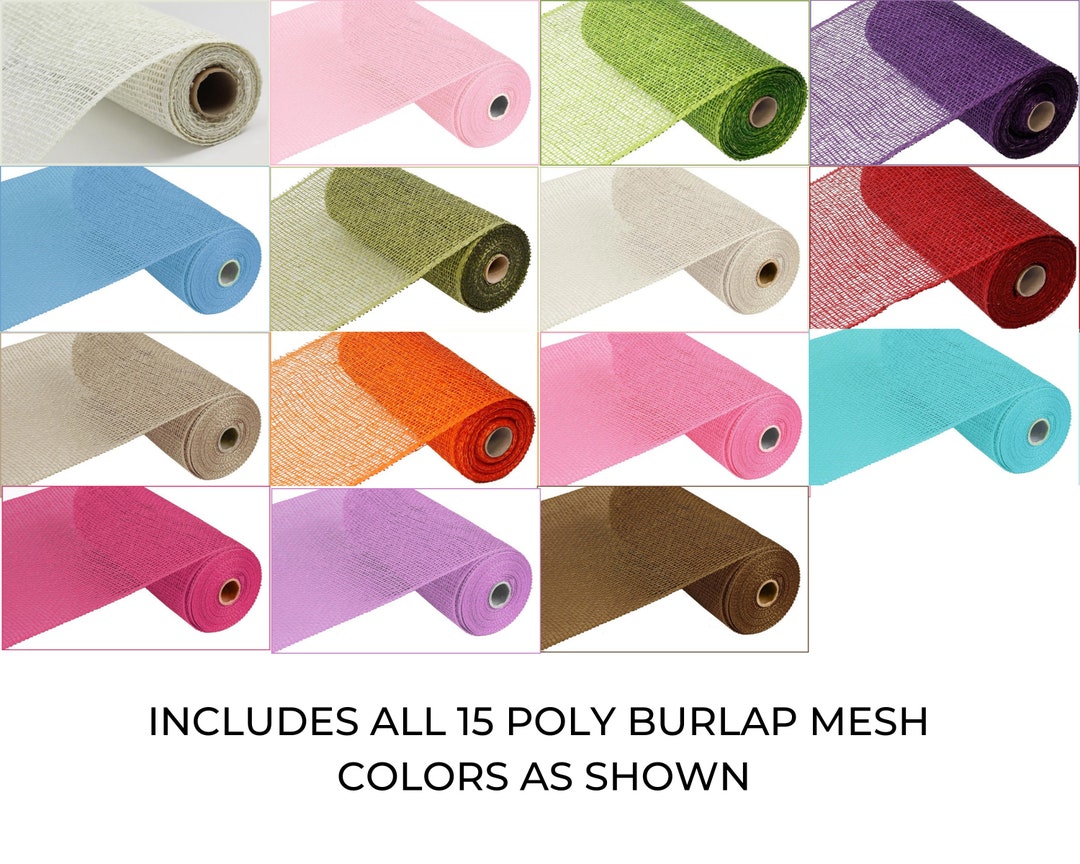 Set of Poly Burlap Mesh Ribbon (15 Rolls): 10 Inches X 10 Yards (30 ...