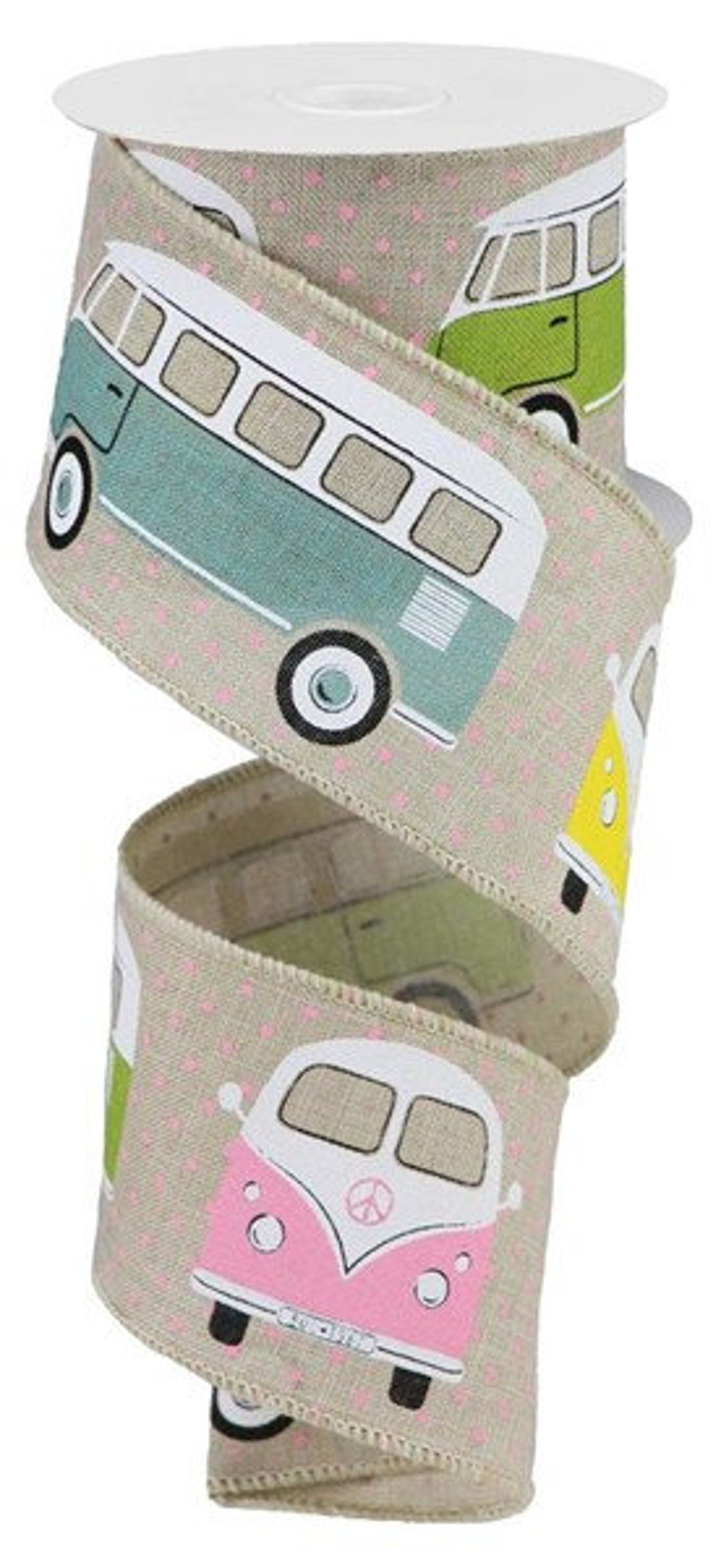 DIY With Tan White Pink Bus Wired Ribbon Perfect for Handmade - Etsy