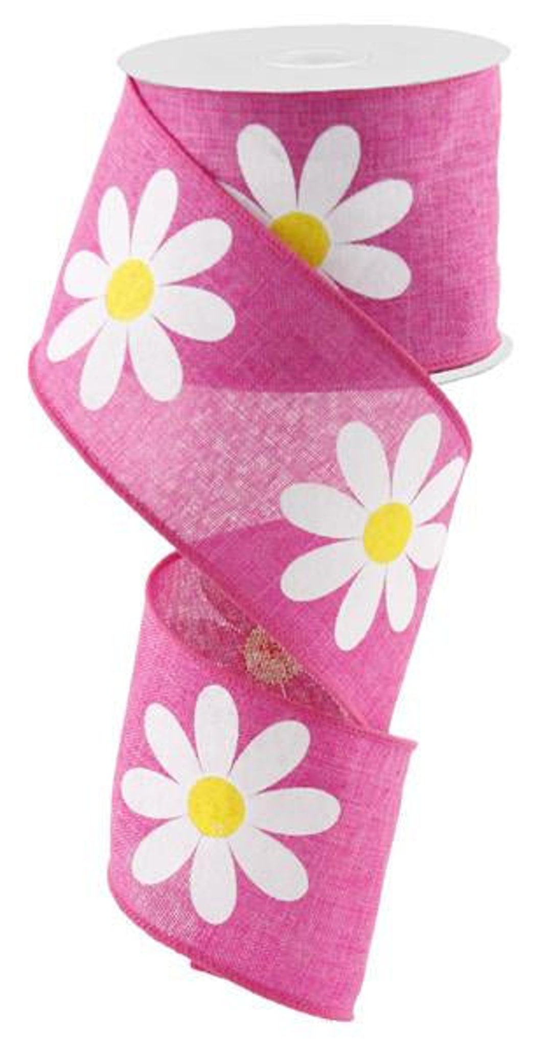 Daisy Wired Ribbon, Pink White Flower Ribbons, 2.5" X 10 Yard, Spring ...