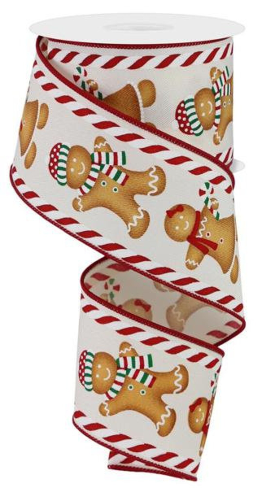 Wired Christmas Ribbon - Gingerbread Boy Girl Candy: Red White Brown ...