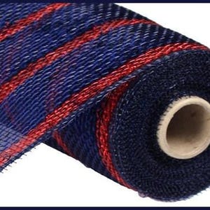 Navy Blue and Red Striped Poly Deco Mesh, 10 Inch X 10 Yards, Patriotic ...