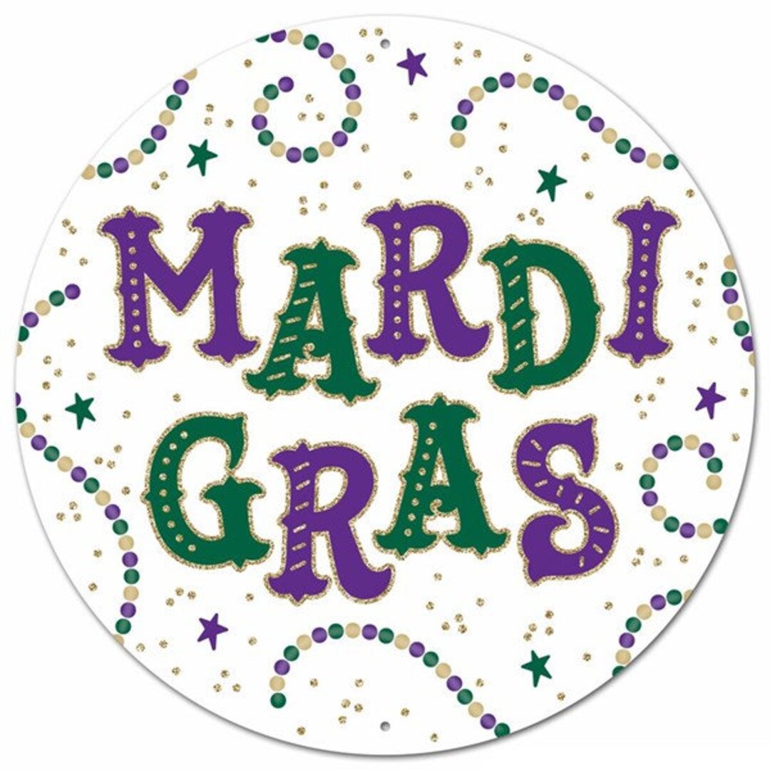 Glitter Mardi Gras Fat Tuesday Metal Sign MD0852 12 Diameter 12 Inches ...