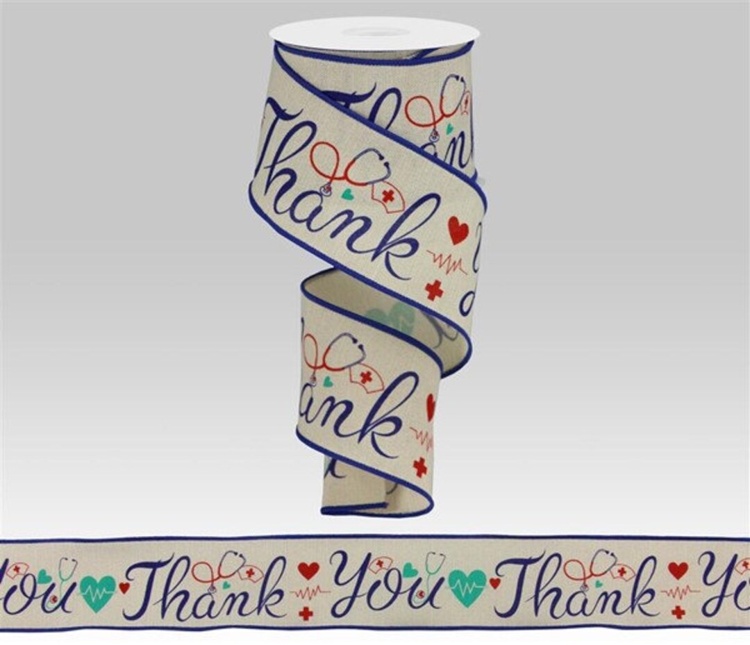 Beige, Blue & Red Healthcare Wired Ribbon, Nursing Ribbon for Making ...