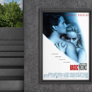Basic Instinct Movie Poster, Sharon Stone Wall Art, Erotic Thriller Film Canvas, Framed Basic ...