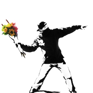 Banksy Rage Flower Thrower Art Canvas, Banksy Street Art,graffiti ...