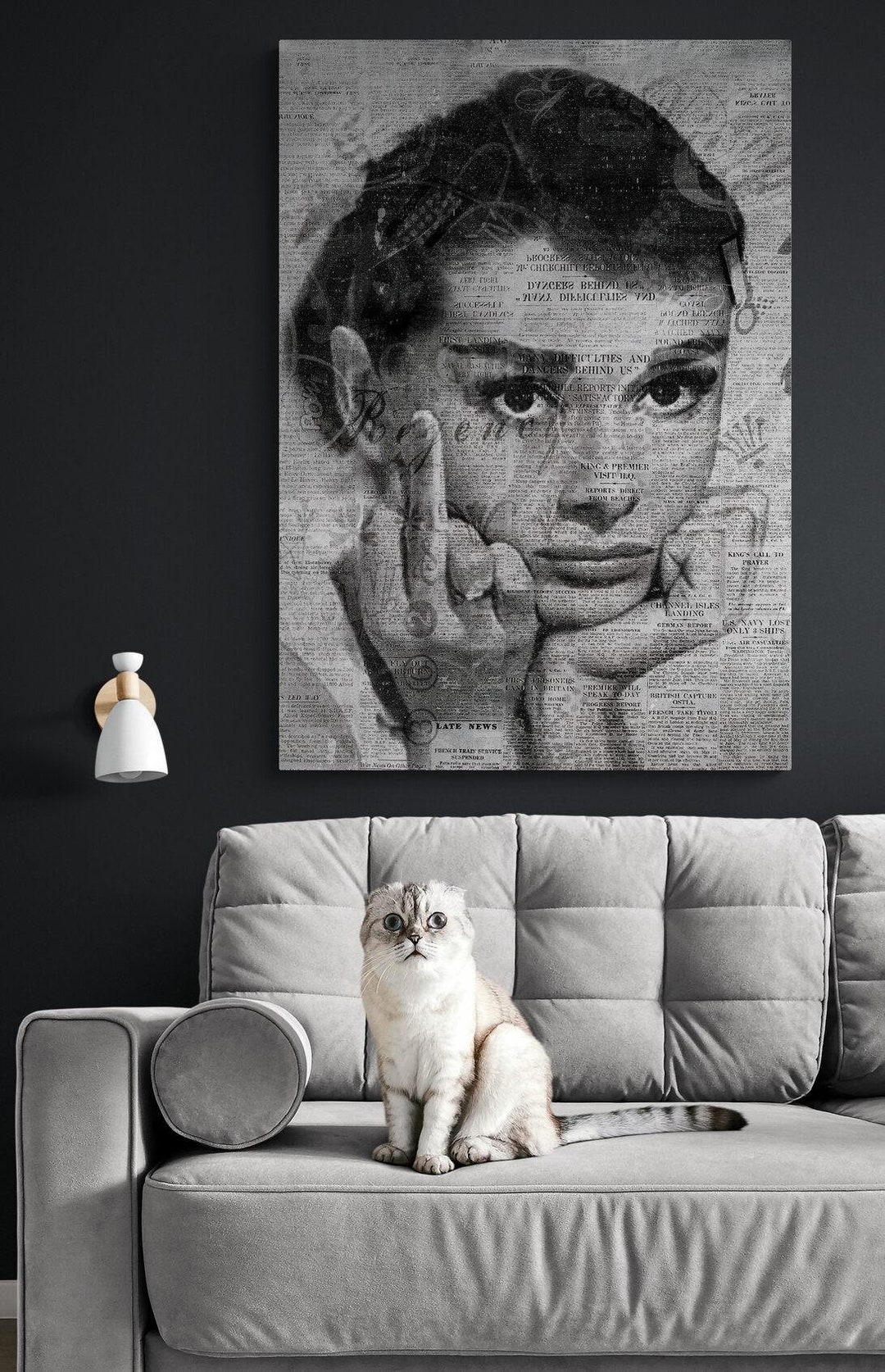 Audrey Hepburn Middle Finger Wall Art Canvas, Famous Artwork,modern ...