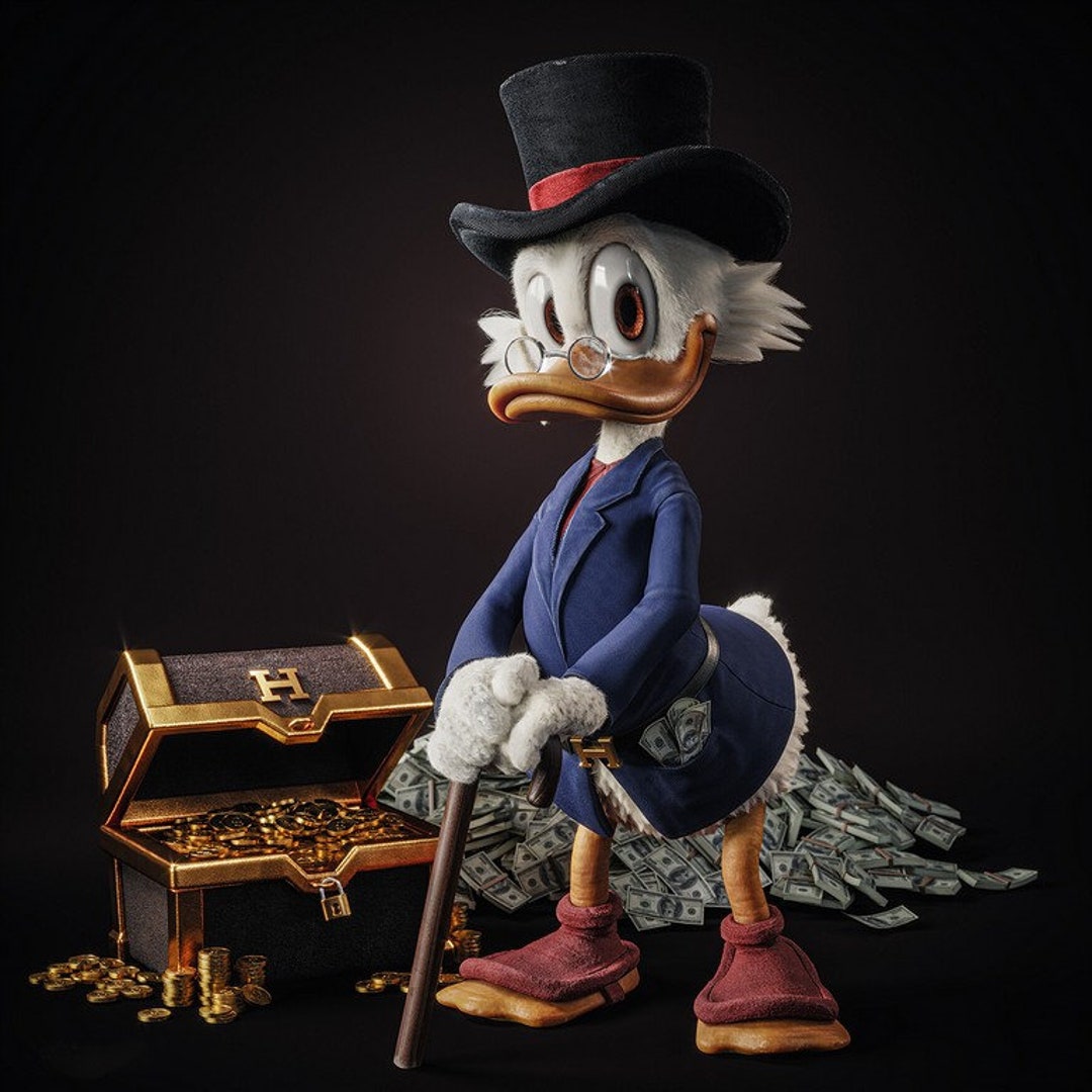 Duck and Dollar Wall Art Canvas Print, Money Gold Treasure Cartoon Art ...