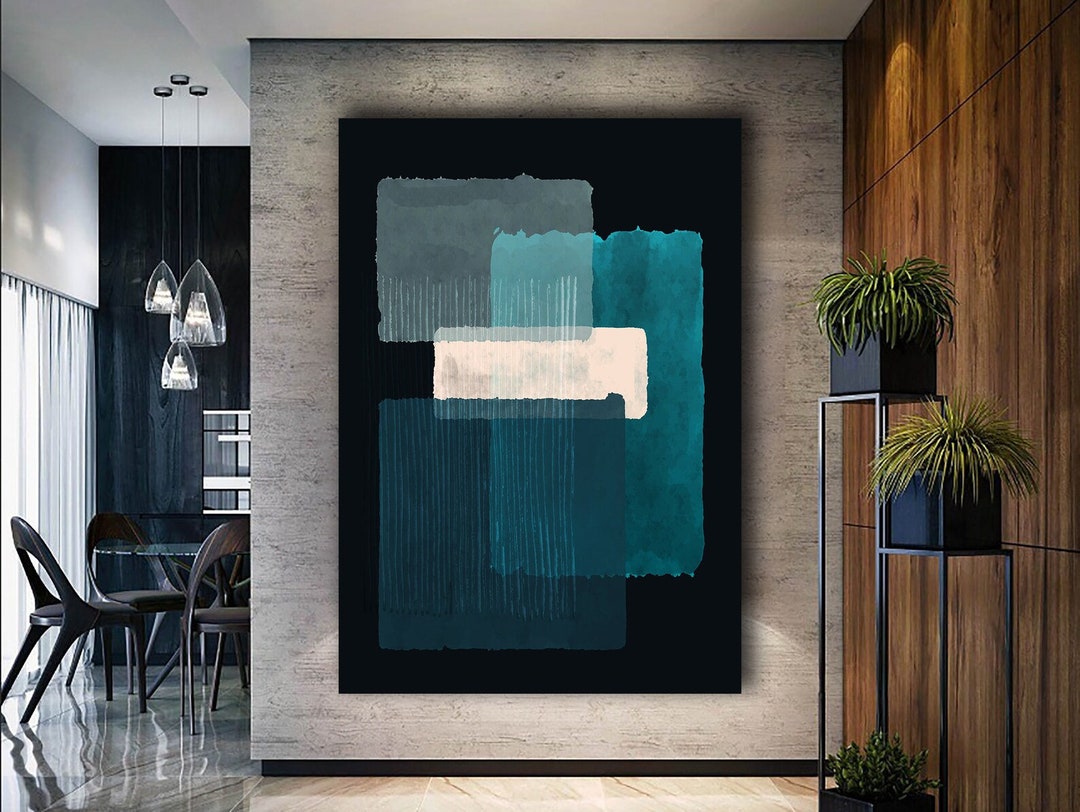 Mark Rothko Turquoise Black White Canvas Art, Abstract Canvas Wall Art ...