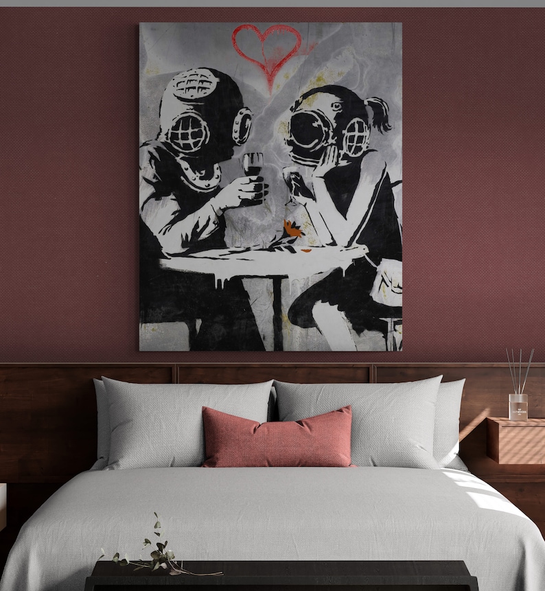Banksy Think Tank Diver Lovers Art Canvas, Think Tank Date Banksy ...