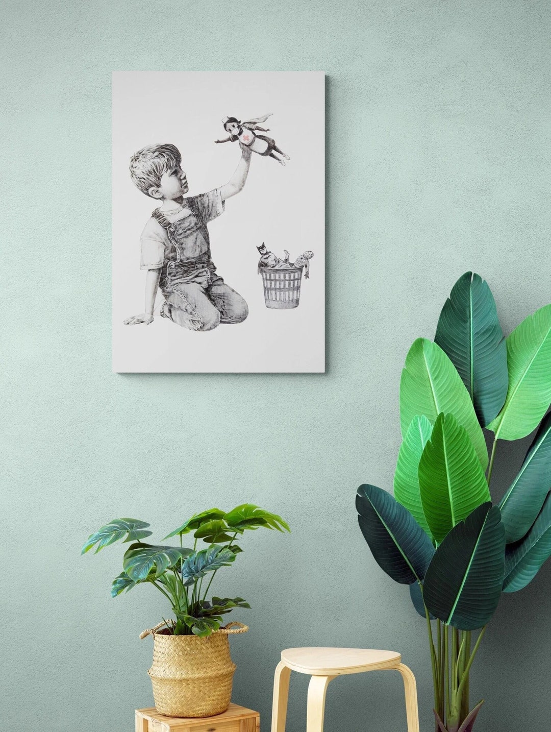 Banksy NHS Superhero Nurse Art Canvas, Banksy Game Changer Print ...