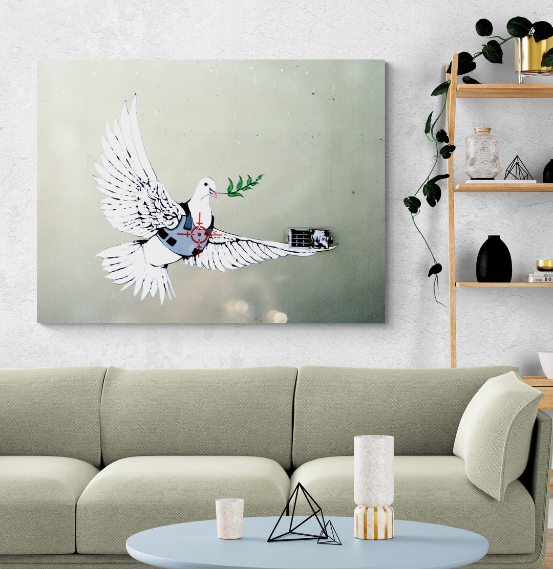 Banksy Armored Peace Dove Art Canvas, Banksy Street Art,famous Graffiti ...