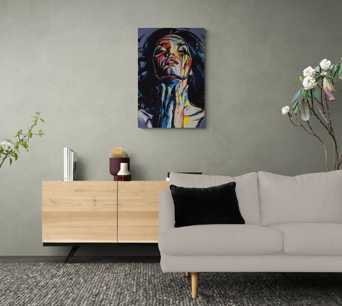 Colourful Lady Wall Art Canvas Painting Women Picture wall - Etsy