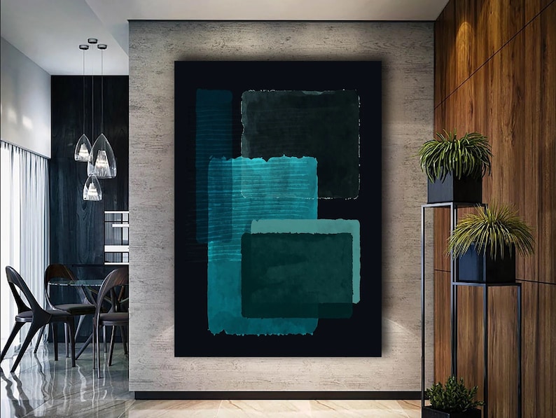 Mark Rothko Black Turquoise Canvas Art, Abstract Canvas Wall Art ...