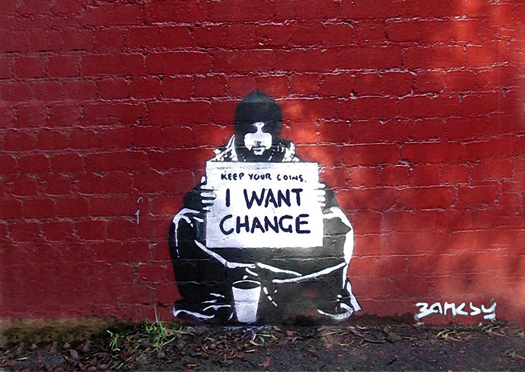 Banksy Keep Your Coins I Want Change Art Canvas, Banksy Street Art ...