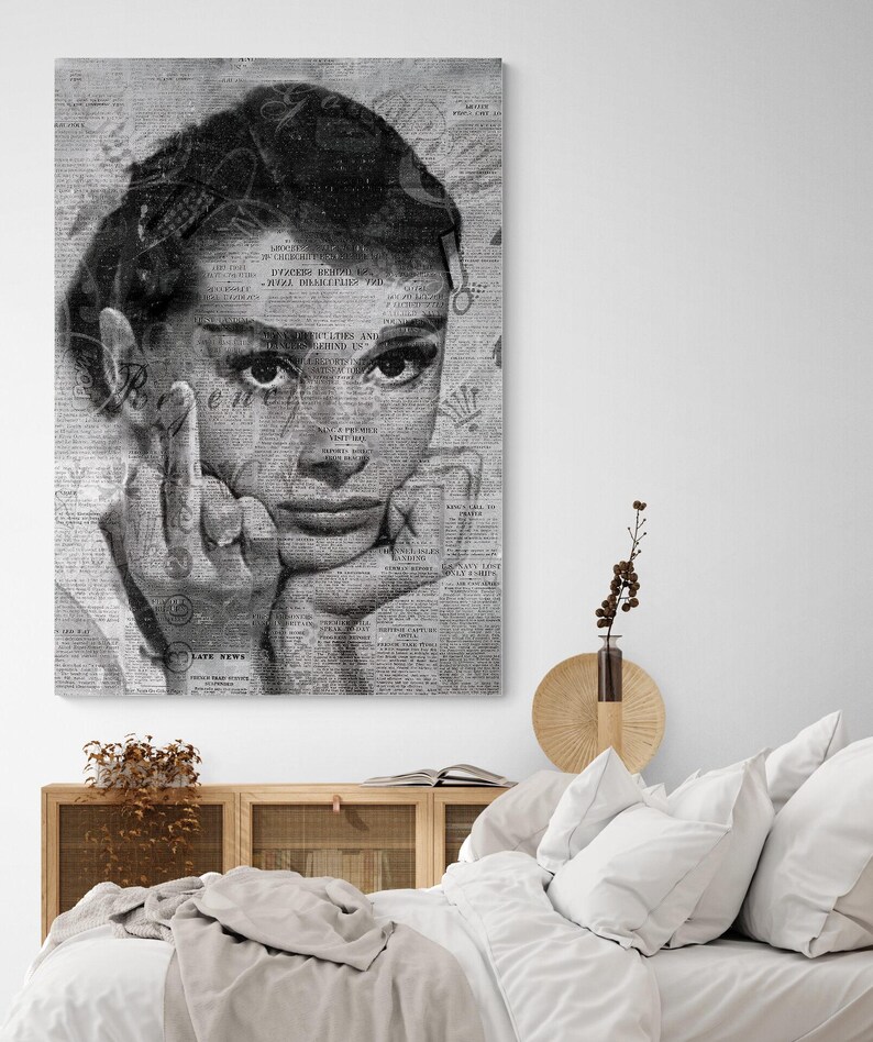 Audrey Hepburn Middle Finger Wall Art Canvas, Famous Artwork,modern ...