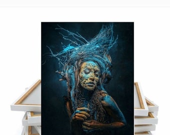 Native American Indian Girl Wall Art Canvas Painting - Etsy