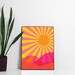 Retro Sun Art Print - Bright Wall Print - Printable Digital Download ...