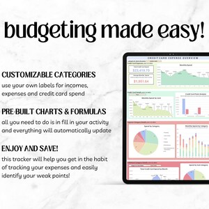 Budget Spreadsheet Template for Excel - Budget Tracker - Credit Card ...