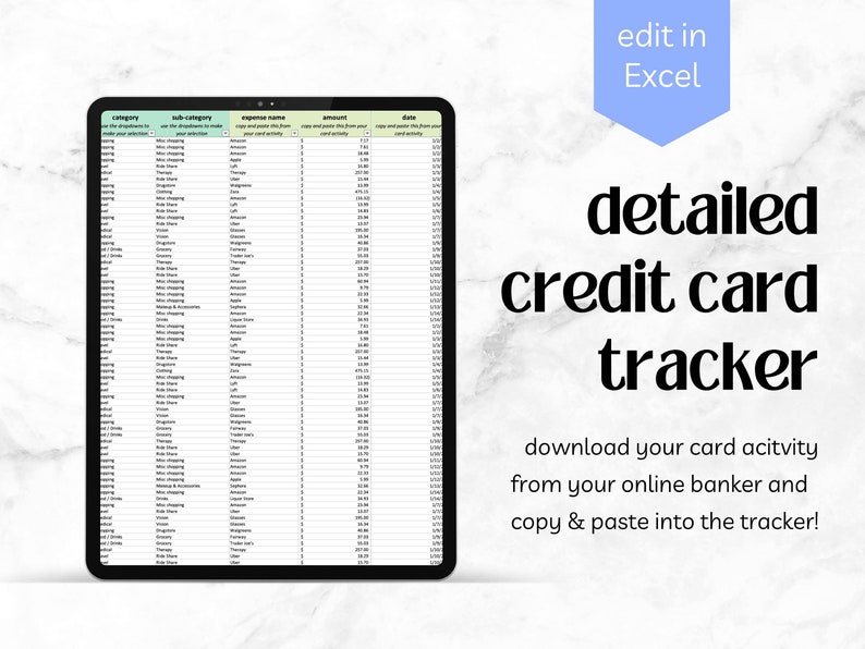 Credit Card Expense Tracker: Excel Budget Spreadsheet (digital Download ...