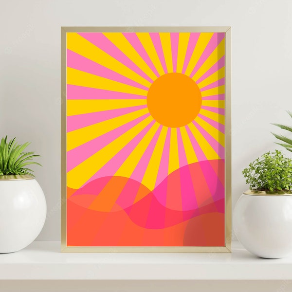 Retro Sun Art - Etsy