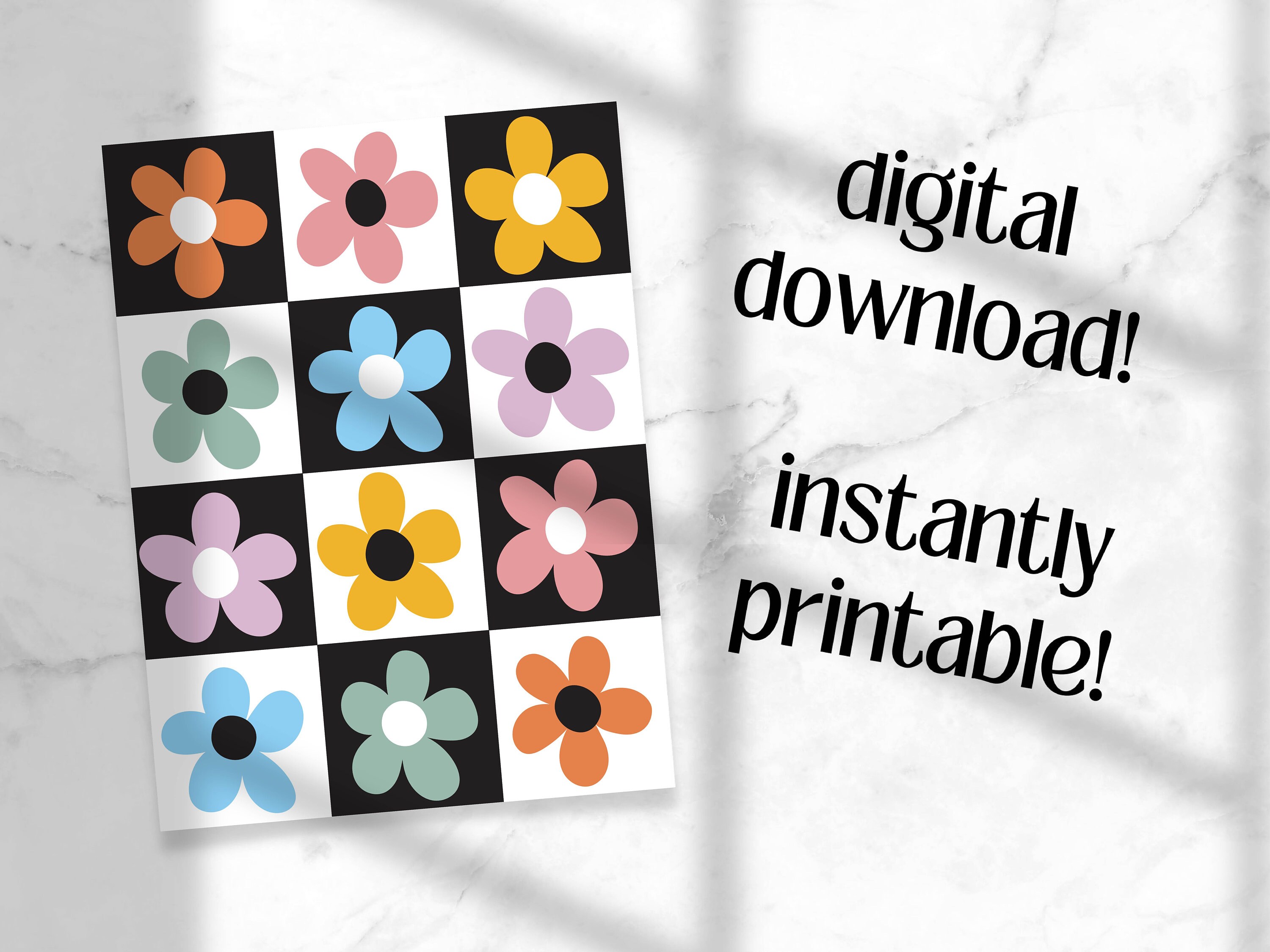 Colorful Flower Wall Print Printable Digital Download Wall - Etsy