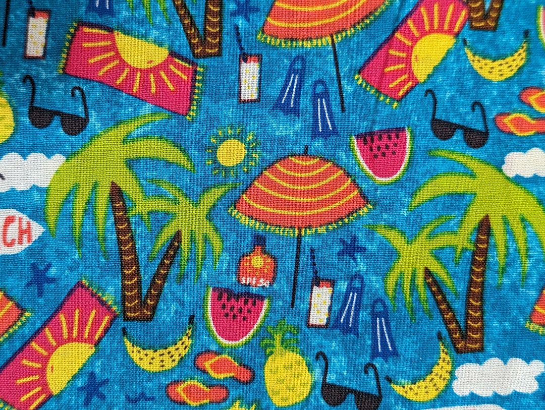 Summer Tropical Beach Quilting Cotton Fabric by the Yard - Etsy