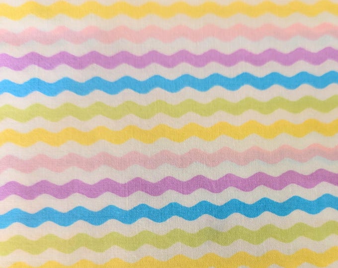 Pastel Cotton Rick Rack Pattern on White Easter Collection 1.75 Yards ...