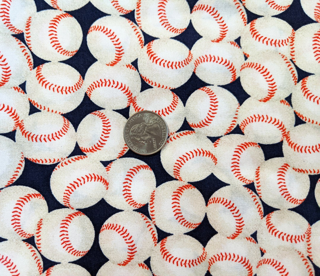 Baseballs on Navy Blue Cotton Fabric by the Yard - Etsy