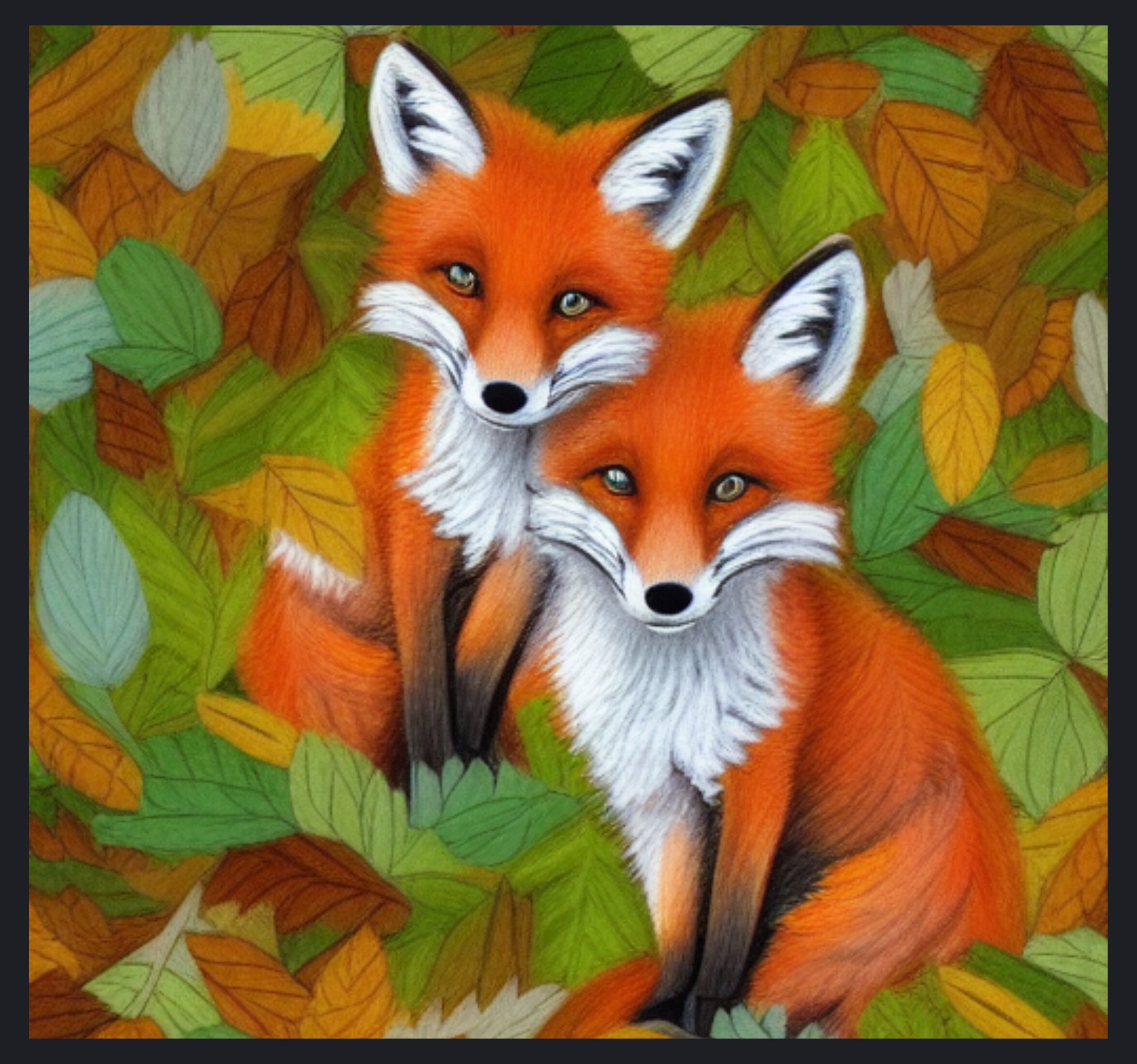 Happy Foxes Playing in Pile of Leaves. All Over Print Cute - Etsy