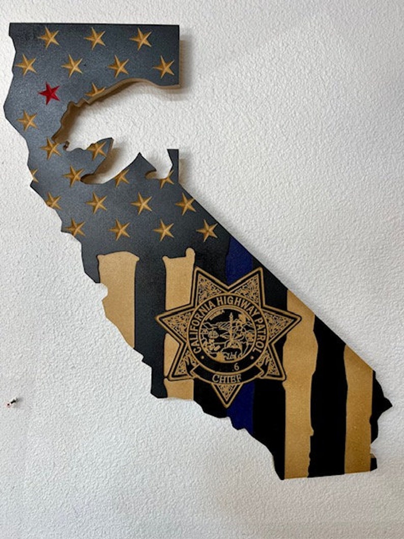 California Highway Patrol State Thin Blue Line Flag- Wall Decor, Police ...
