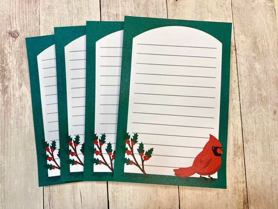 Winter Cardinal Cute Custom Notepad 50 Pages Stationery - Etsy