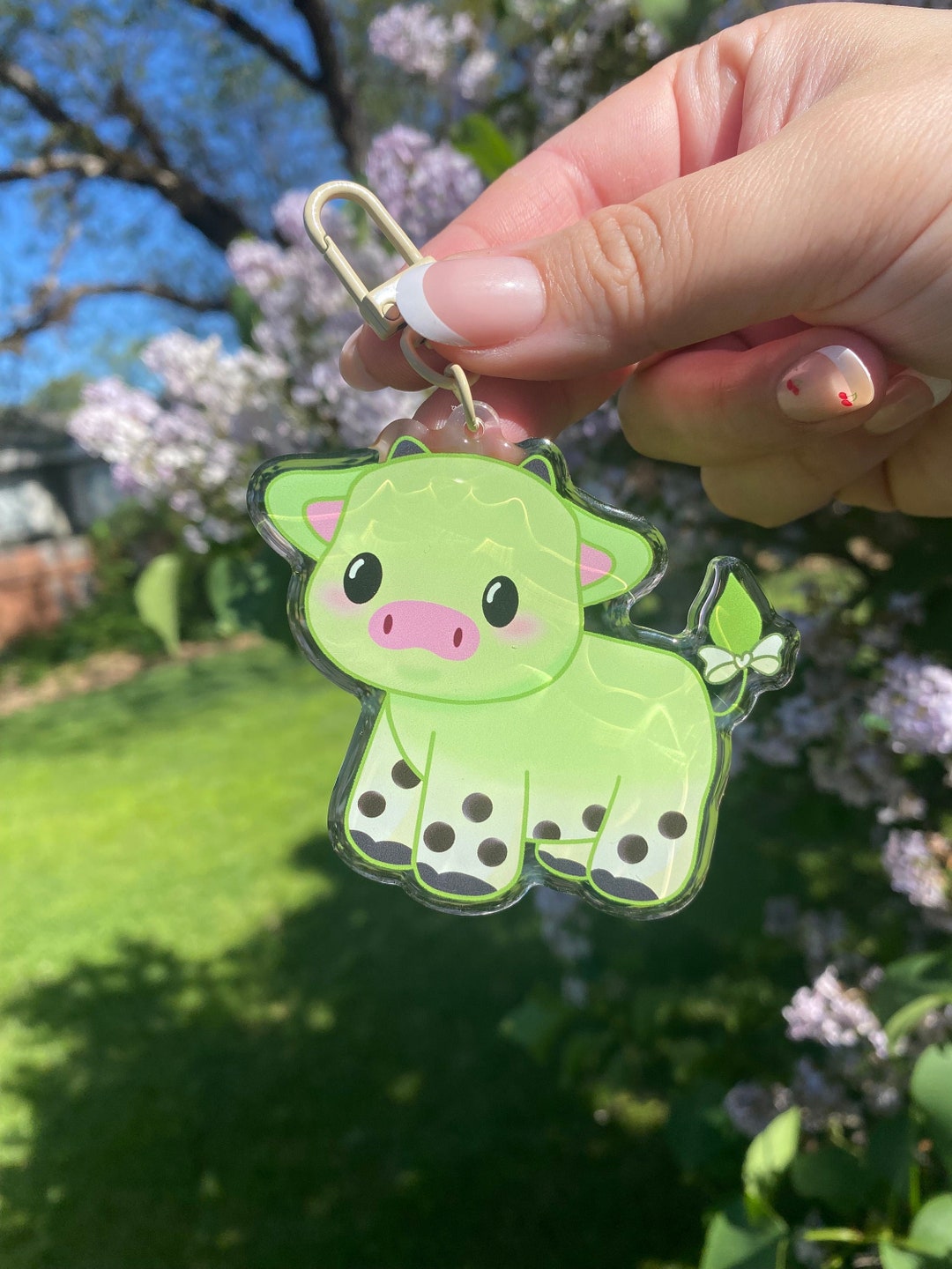 Matcha Boba Cow Cute Acrylic Keychain Charm Art, Birthday Gift ...