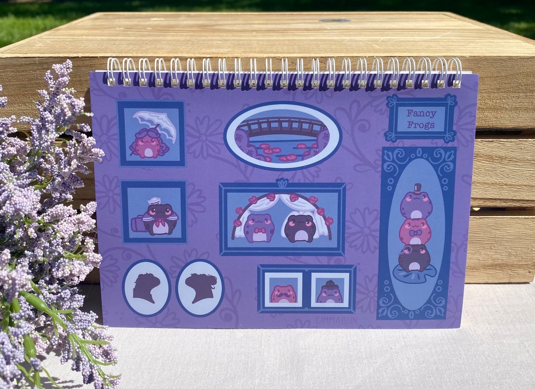 Fancy Frogs Portraits Spiral-bound Funny Cute Reusable Sticker Book 100 ...