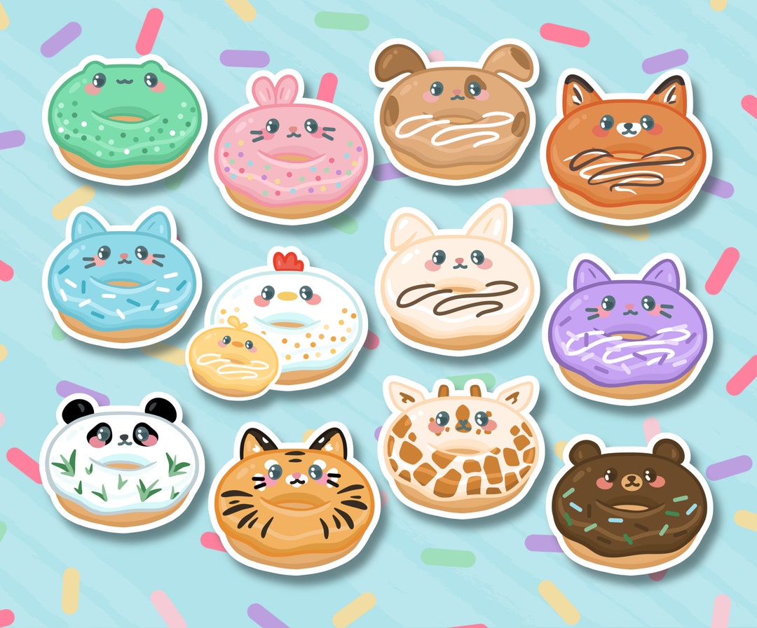 Donut Animals Cute Vinyl Sticker Pack || Gift, Collectable, Journal ...