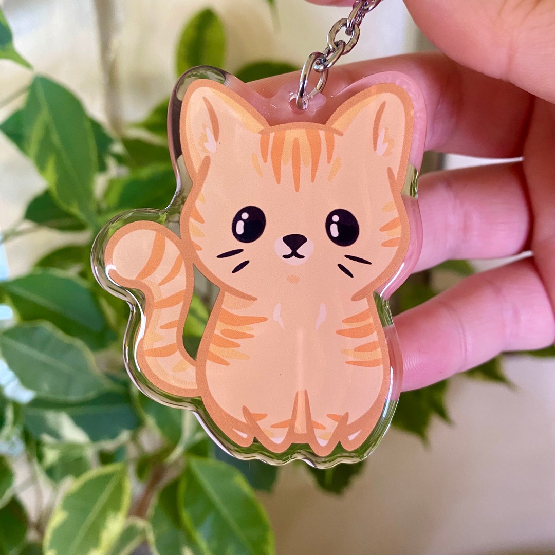 Orange Tabby Cat Shorthair Cute Acrylic Keychain Charm || Art, Birthday ...