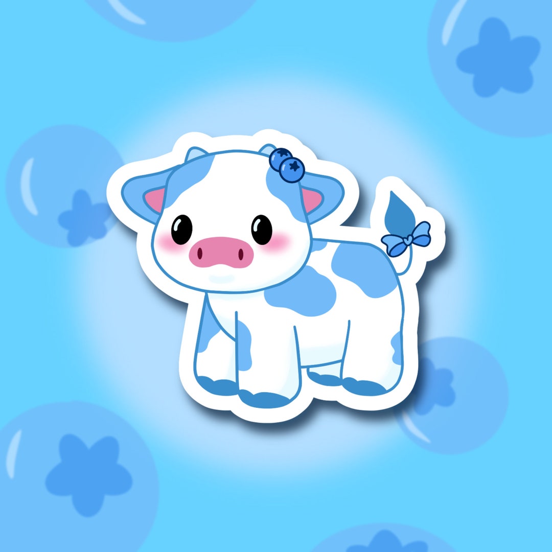 Blueberry Cow Cute Waterproof Vinyl Sticker Journal, Laptop, Water ...
