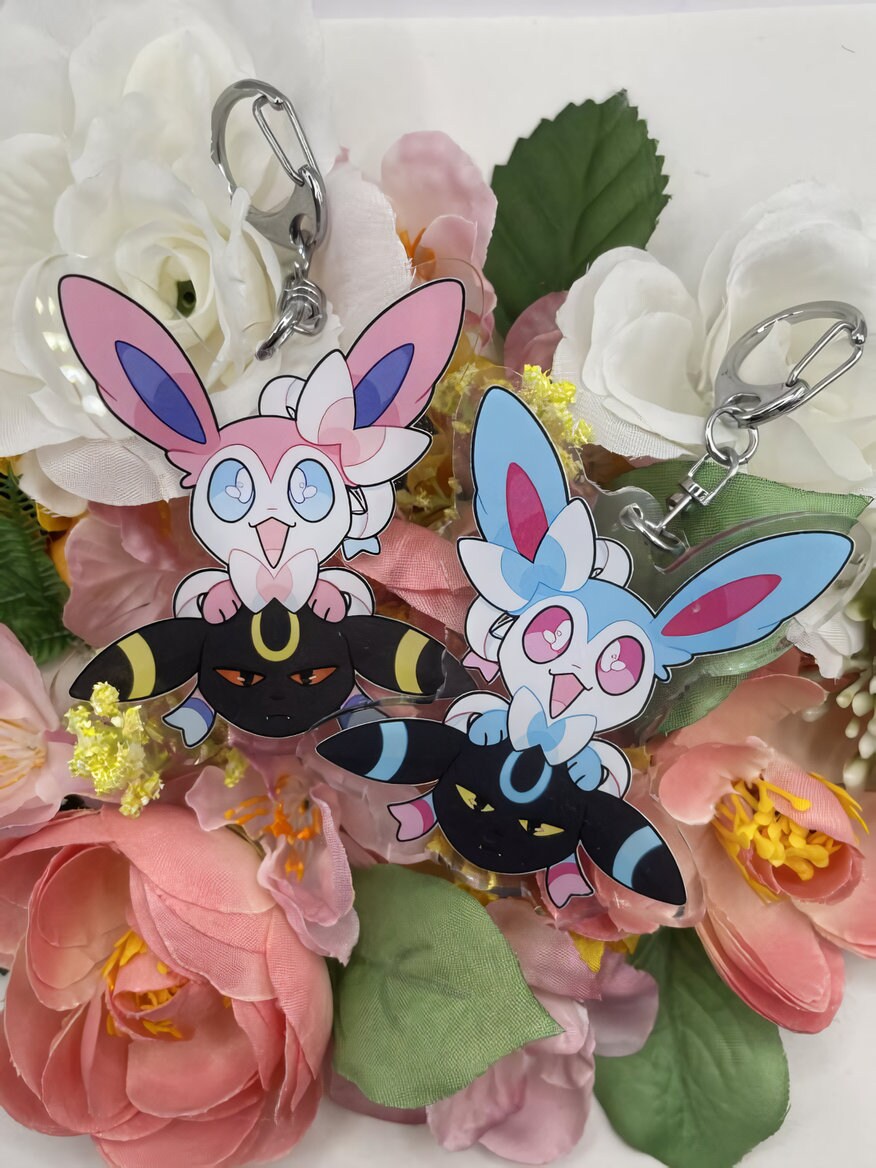 Eeveelution Dual Keychain Pokemon Sylveon/umbeon - Etsy