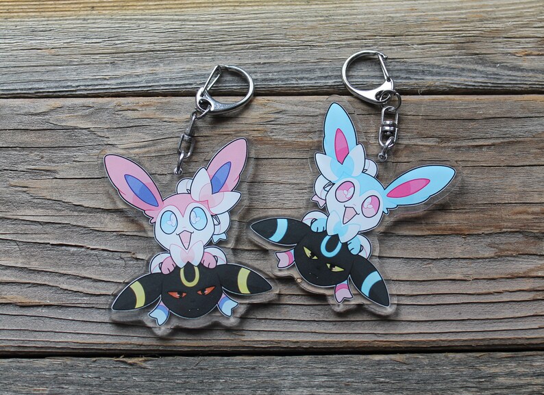 Eeveelution Dual Keychain Pokemon Sylveon/umbeon - Etsy