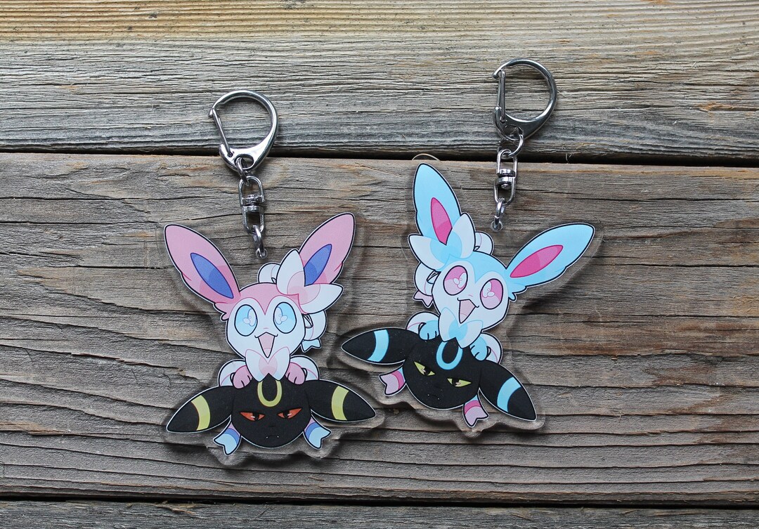 Eeveelution Dual Keychain Pokemon Sylveon/umbeon - Etsy