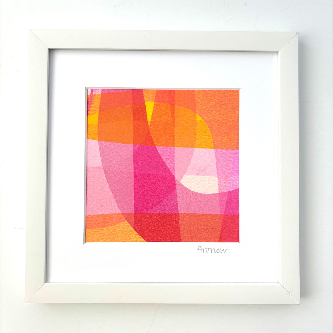 Small Abstract Acrylic Painting, Original Modern Art, 5x5" Matted - Etsy