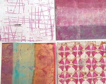 Hand Painted Collage Sheets, Ephemera, Fodder Paper, Collage Paper Pack ...