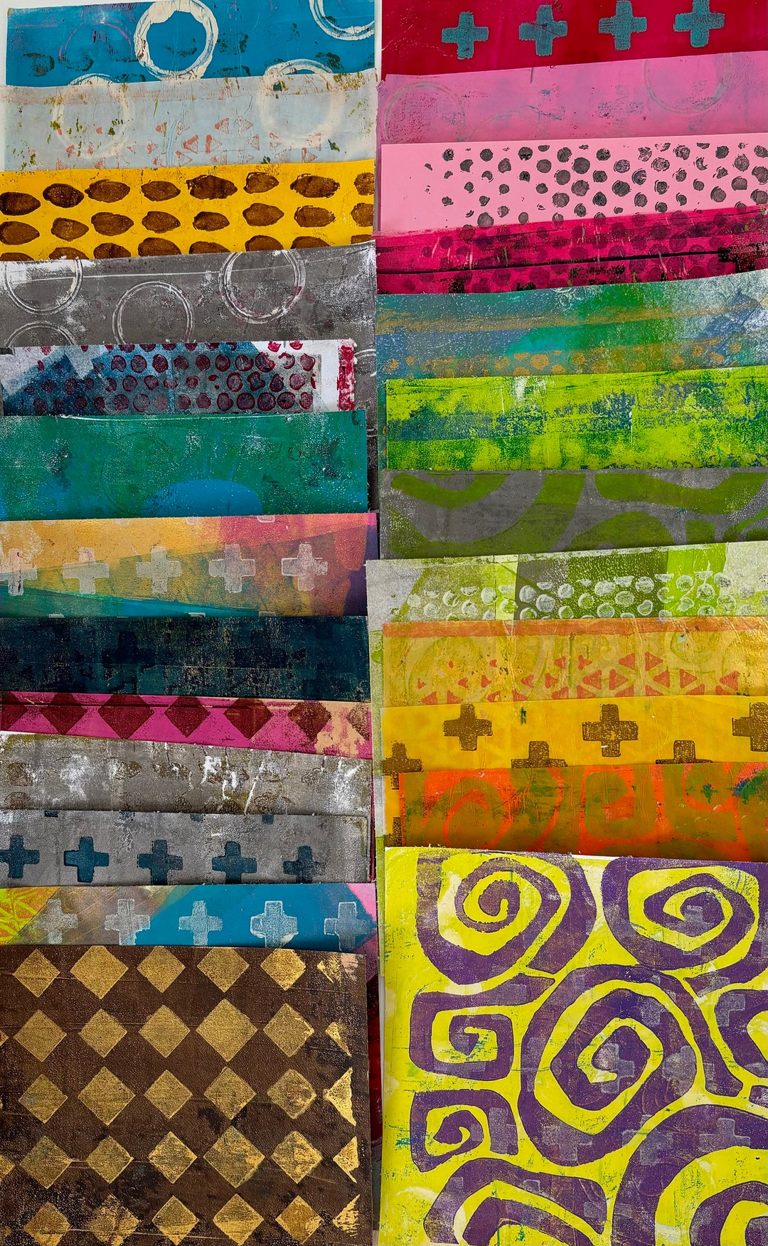 Hand Painted Collage Papers, Ephemera, Fodder, Mixed Media Collage ...