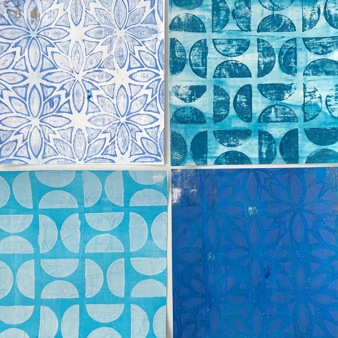 Hand Painted Collage Sheets, Ephemera, Fodder Paper, Scrapbooking, Art ...