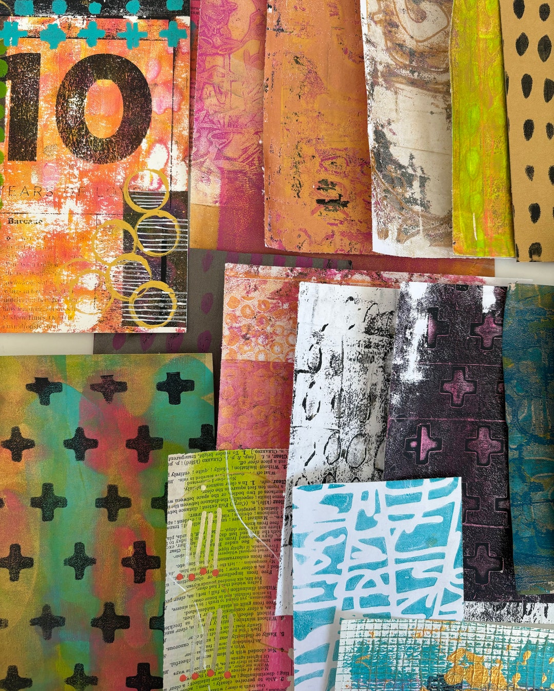 Hand Painted Collage Paper, Ephemera, Collage Fodder, Art Journaling ...